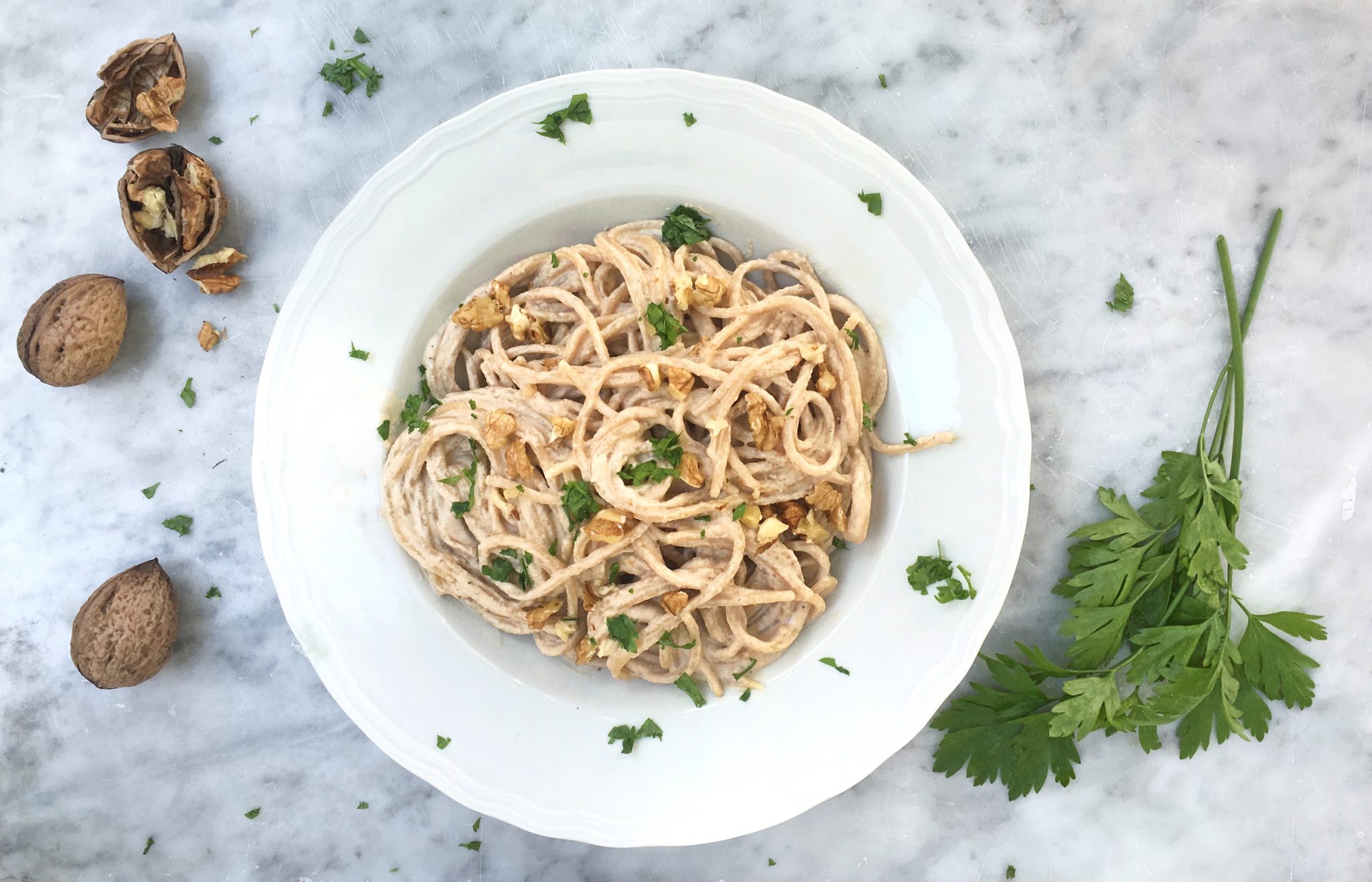 Creamy Vegan Walnut Spaghetti Sauce Recipe | Honestly Alessandra