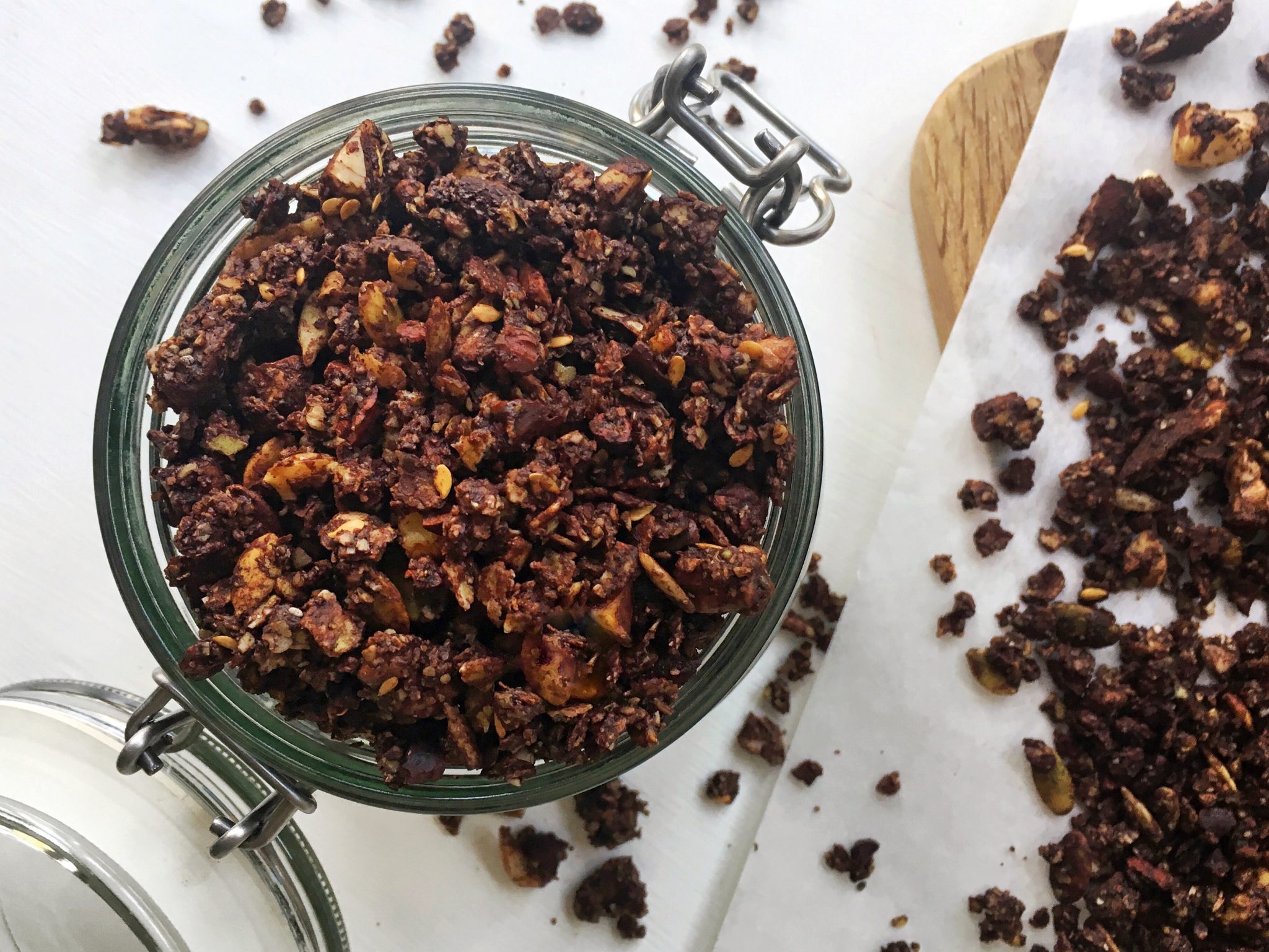 Raw Double Chocolate Chunky Granola Recipe - Honestly Alessandra